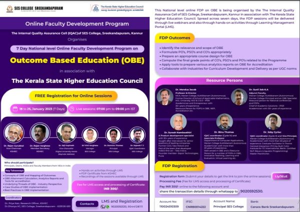 7-Day Online Faculty Development Programme on Outcome Based Education(OBE) : ipsr solutions limited