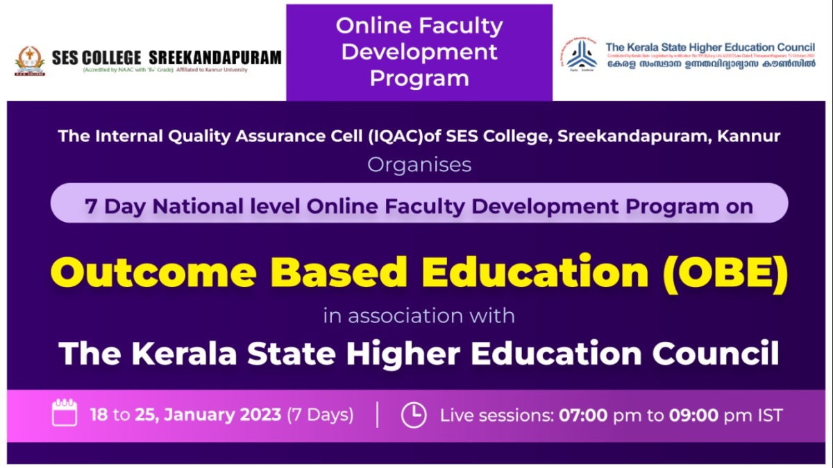 7-Day Online Faculty Development Programme on Outcome Based Education(OBE) : ipsr solutions limited