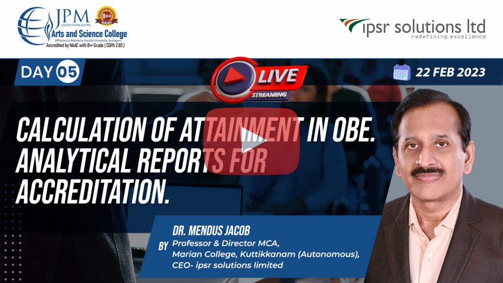 5-Day Online National Level FDP on OBE at JPM college : ipsr solutions ...