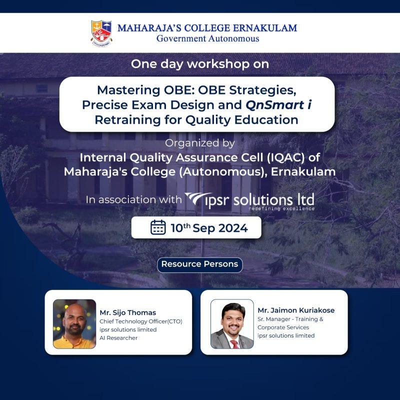 Maharaja's College (Autonomous), Ernakulam is organizing a one-day ...